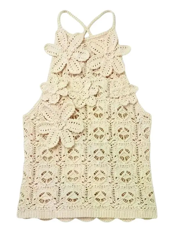 Pinko Crochet-effect Top - Neutrals