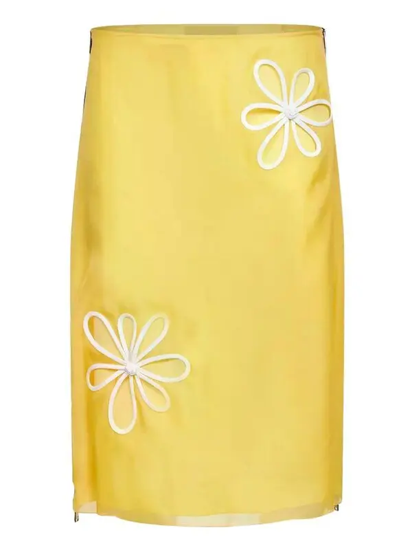 Fendi Organza Midi Straight Skirt - Yellow