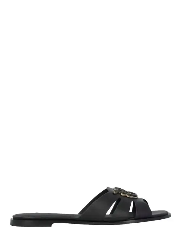 Pinko Leather Flat Sandals - Black
