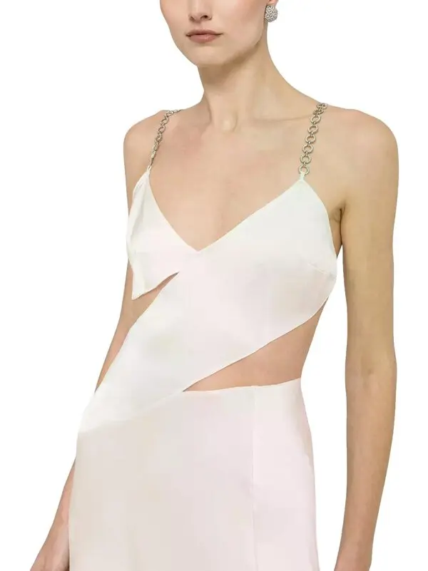 NISSA Crystal-strap Midi Dress - White