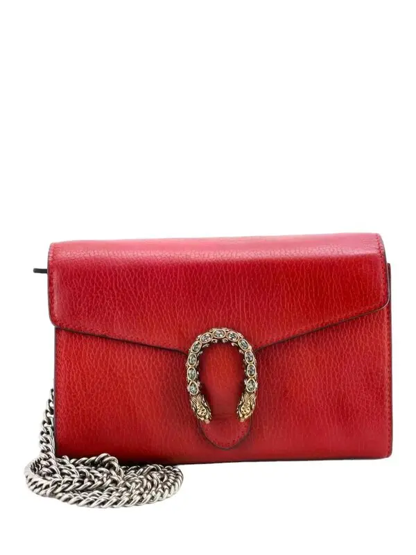 Gucci Dionysus Chain Wallet Leather Embellished Small Crossbody Bag - Red