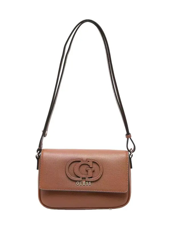 Guess Isola Logo Leather Shoulder Bag - Brown