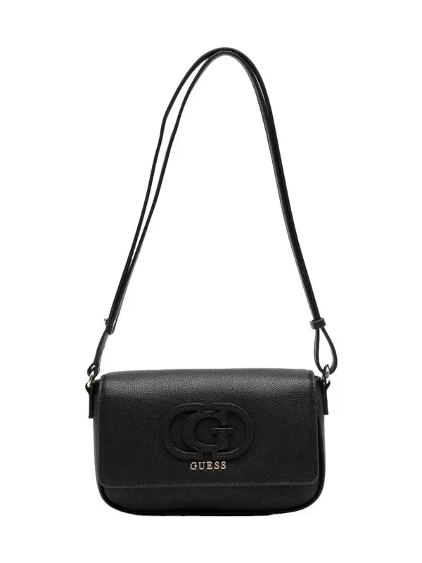 Guess Isola Embossed Logo Shoulder Bag - Black