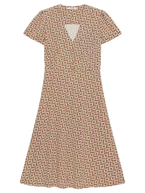 Malìparmi Geometric Print Short-sleeve Dress - Brown