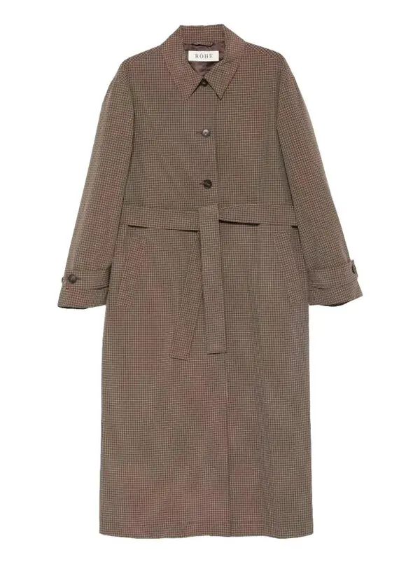 RÓHE Belted Check Coat - Brown