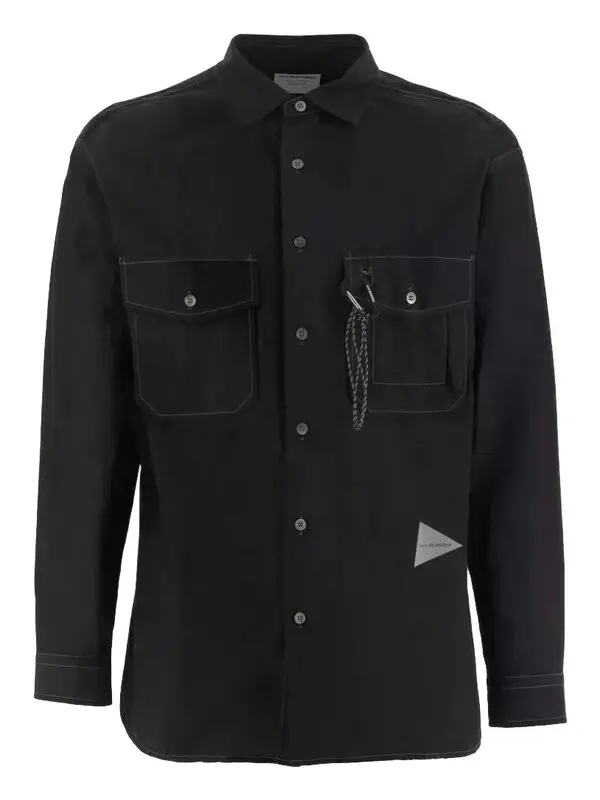 AND WANDER Flap-pocket Shirt - Black