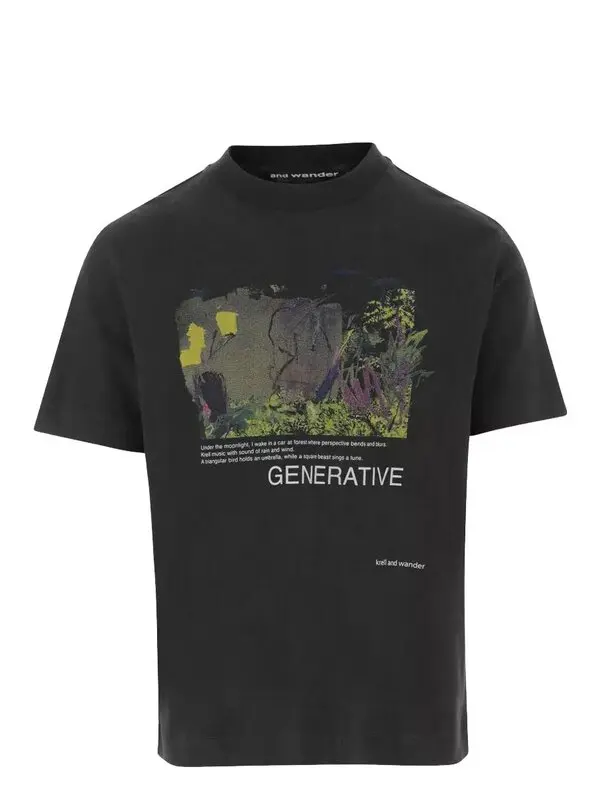 AND WANDER Print Short-sleeve T-shirt - Black