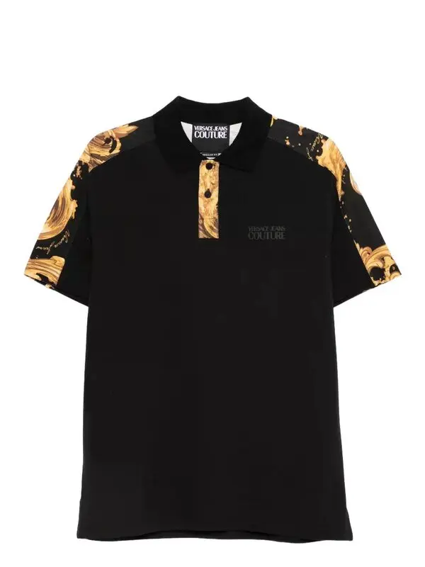 Versace Baroque-print Polo Shirt - Black