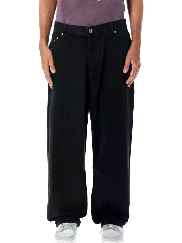 POP TRADING COMPANY Logo-embroidered Jeans - Black