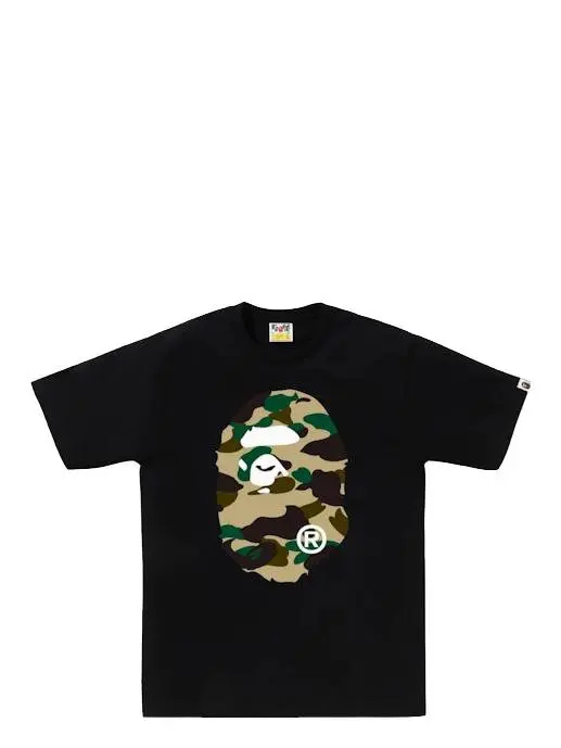 A BATHING APE 1st Camo Big Ape Head Tee Shirt - Black/yellow