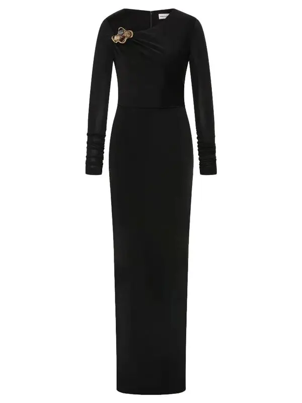 Rebecca Vallance Ruched Embellished Maxi Dress - Black