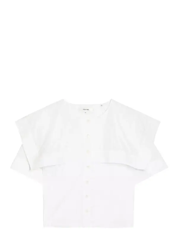 FRAME The Sleek Cape Short-sleeves Shirt - White
