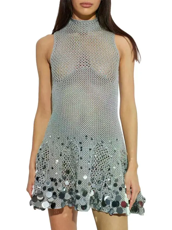 Casablanca Sequin-embellished High-neck Dress - Silver