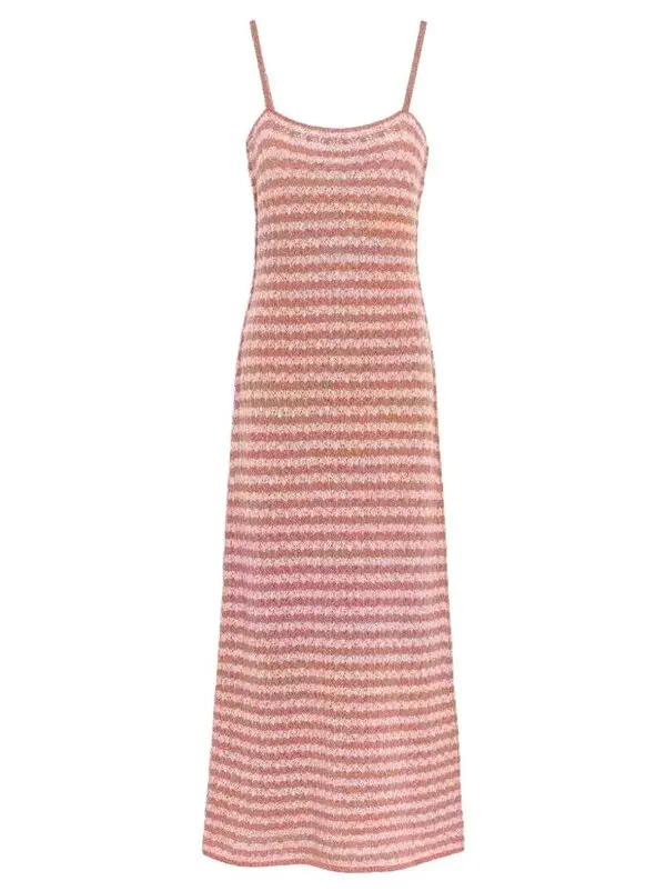 BARRIE Cashmere Striped Maxi Dress - Red