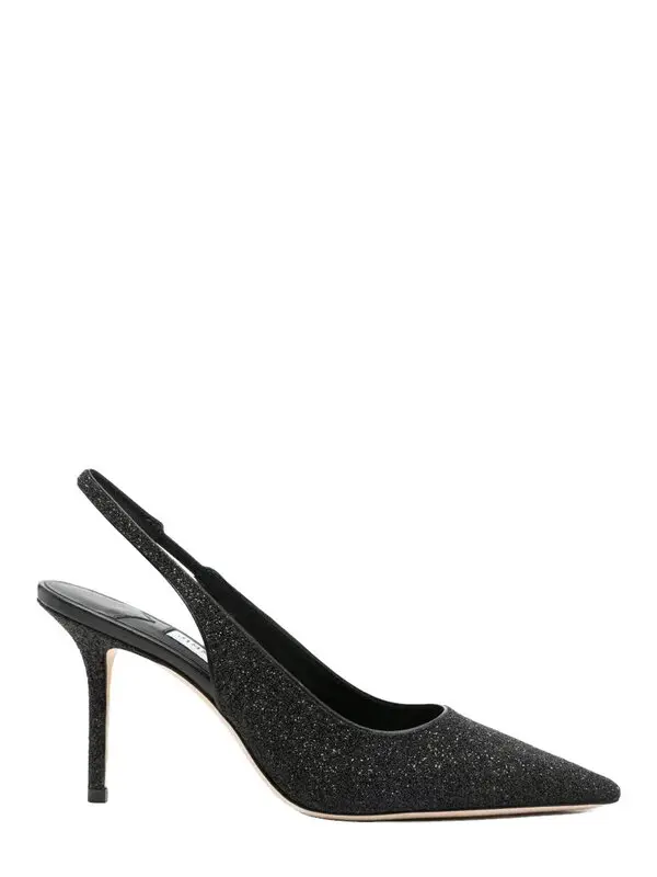JIMMY CHOO Love Pointed Glitter Slingback Pumps - Black