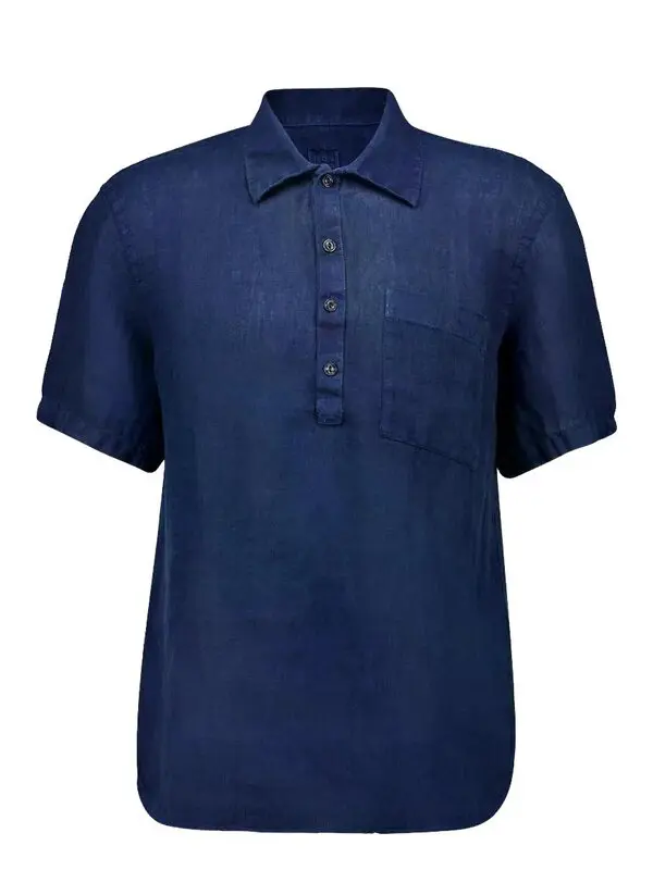 120% Lino Button Regular Fit Shirt - Blue