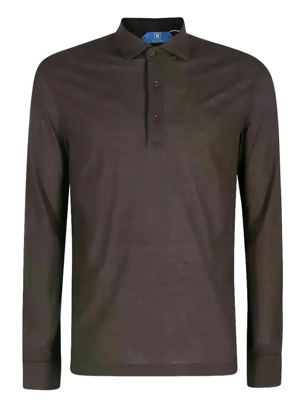 KIRED Long-sleeve Buttoned Polo Shirt - Brown