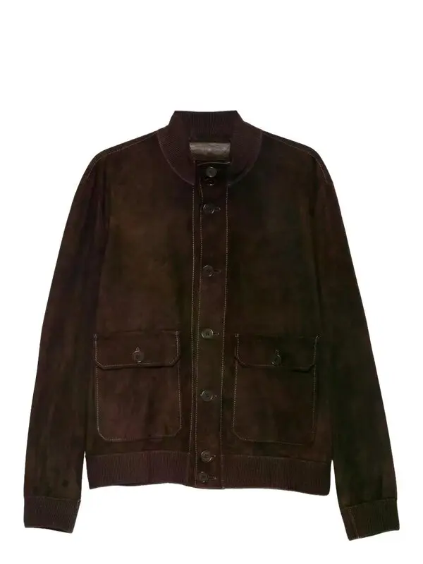 SALVATORE SANTORO Patch-pocket Suede Jacket - Brown