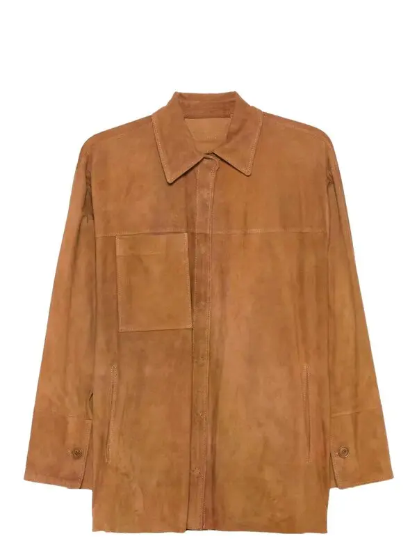 SALVATORE SANTORO Leather Shirt Jacket - Brown