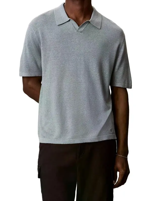 Calvin Klein Linen-blend Polo Shirt - Grey