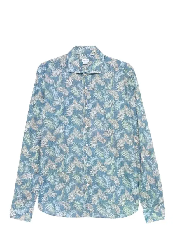 ORIAN Leaf-print Shirt - Blue