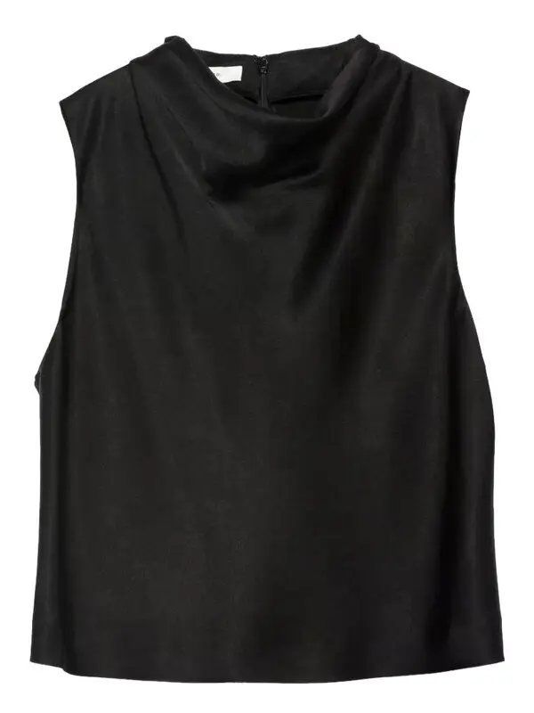 Vince Sleeveless Cowl-neck Top - Black