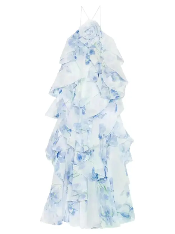 Aje Pandorea Layered Floral Maxi Dress - Blue