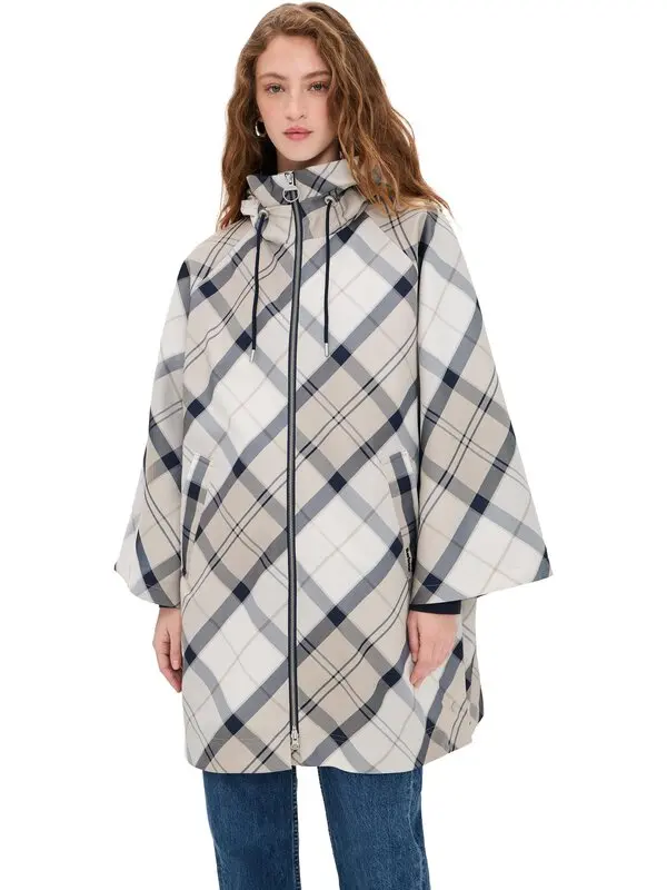 Barbour Kinsale Tartan Cape Coat - Dress Navy Tartan