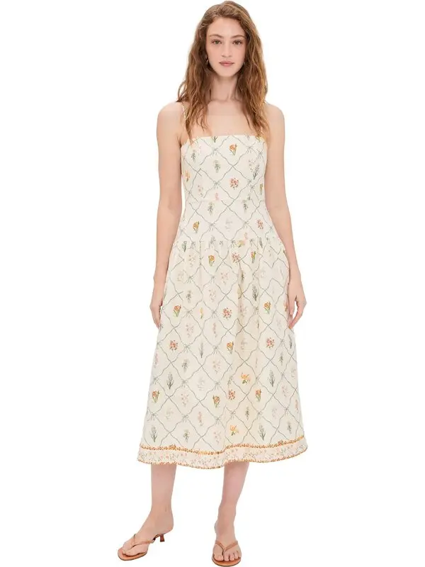 WAYF Juliet Midi Dress - Ivory Botanical