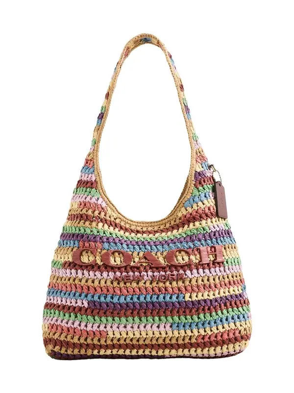 COACH Brooklyn Raffia Shoulder Bag - Multi