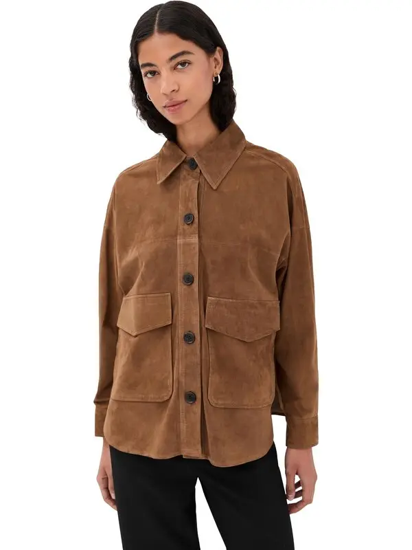 ARMA Kaylee Lamb Paper Leather Jacket - Saddle