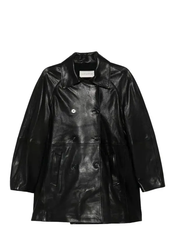 Nour Hammour Quinn Leather Coat - Black