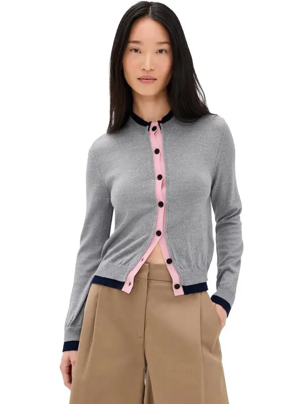 MSGM Wool Trim Cardigan - Grey/blue/pink