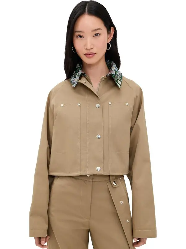 MSGM Floral Brocade Collar Jacket - Beige