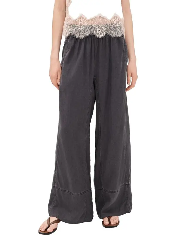 Free People Days End Pull-on Wide Leg Pants - Black