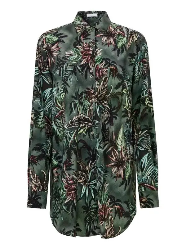 Rabanne Floral-printed Silk Shirt - Green