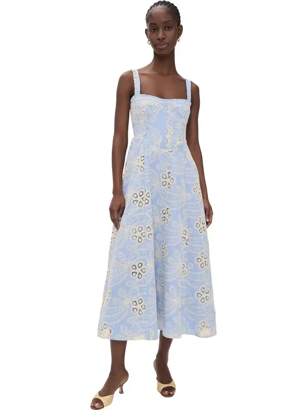 Bardot Lilah Corset Midi Dress - Baby Blue Floral