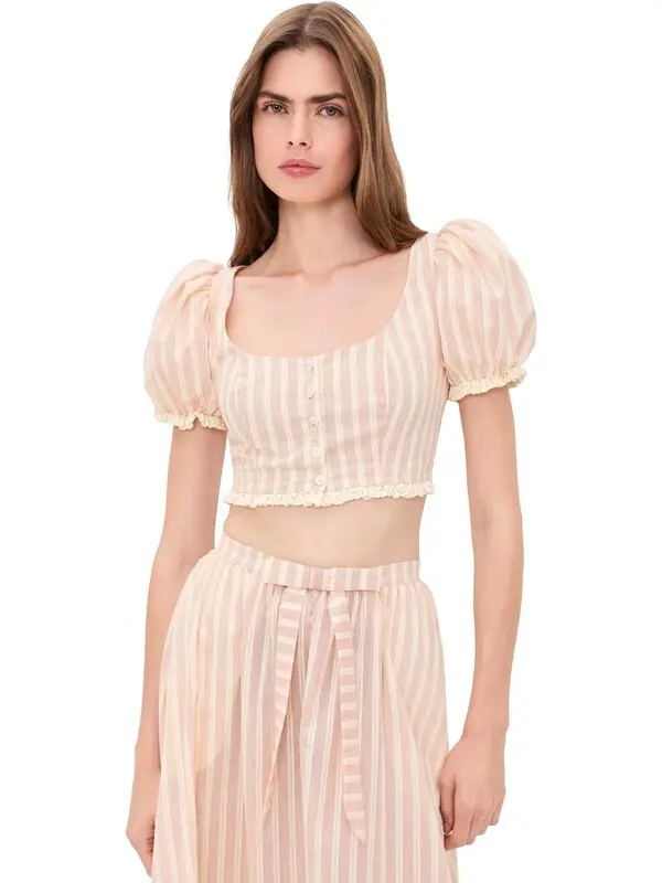 For Love & Lemons Naomi Cropped Top - Red