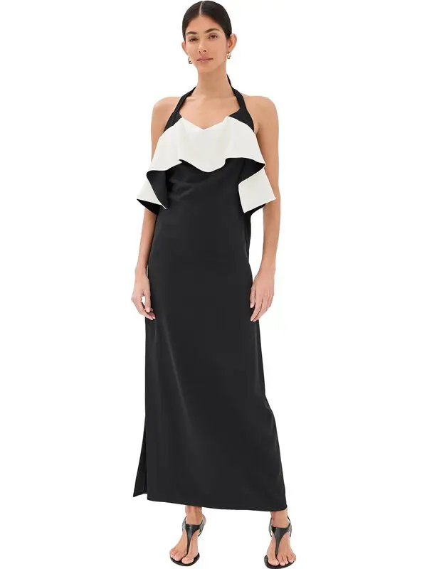 Proenza Schouler Sanna Dress In Matte Double Crepe - Black/ivory