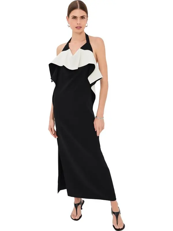 Proenza Schouler Sanna Dress In Matte Double Crepe - Black/ivory