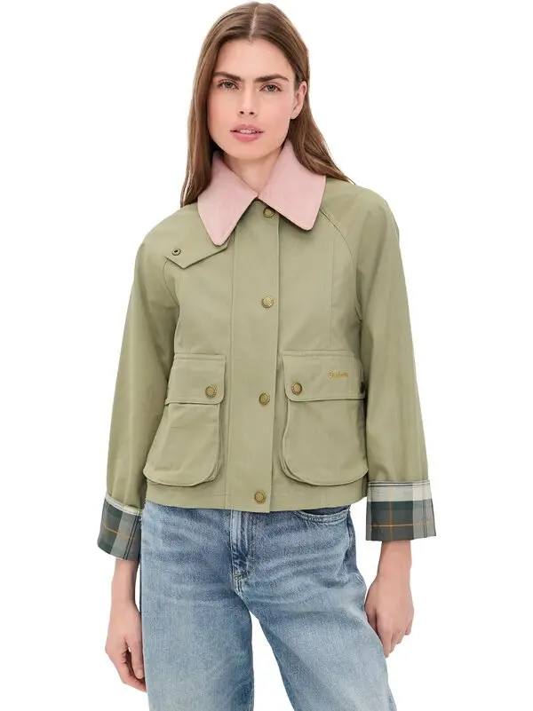 Barbour Cropped Beadnell Casual Jacket - Bleached Olive/ancient