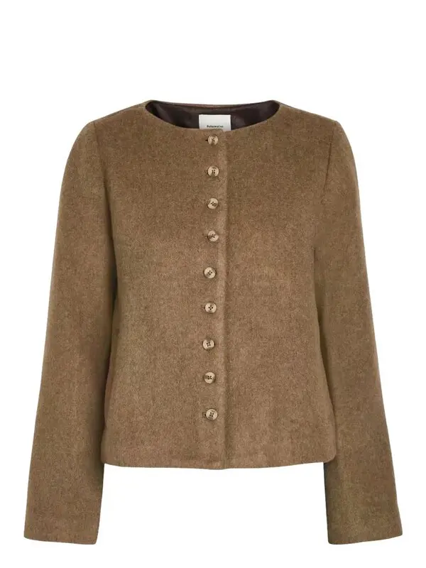 REFORMATION Lucia Buttoned Jacket - Brown