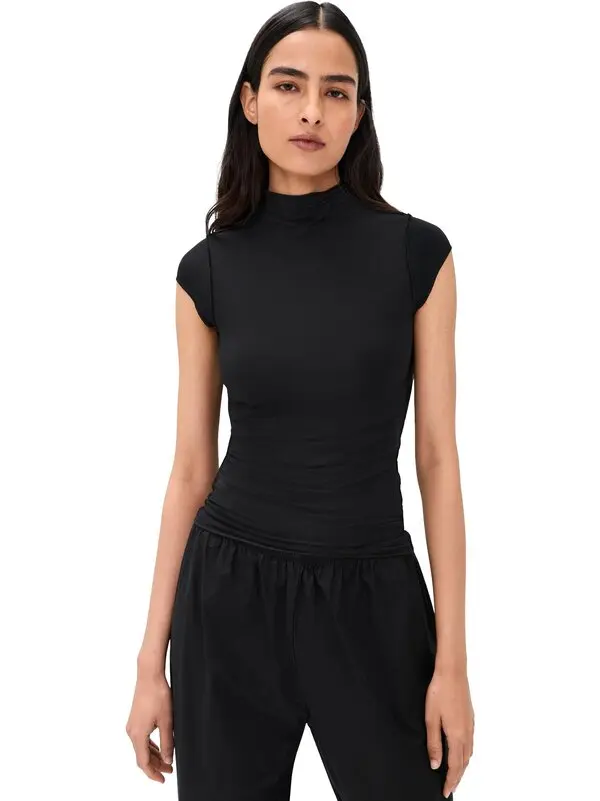 THE LINE BY K Reese Mock Neck Top - Black