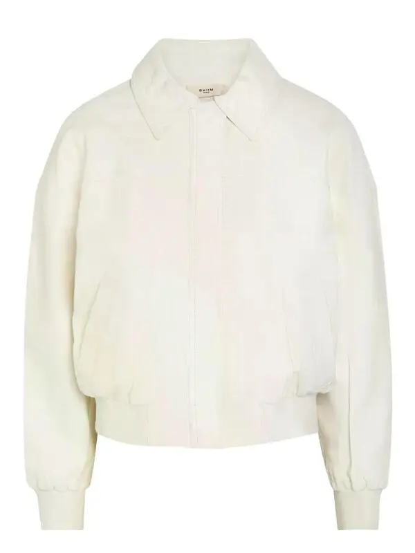 SKIIM Boxy Leather Bomber Jacket - Neutrals
