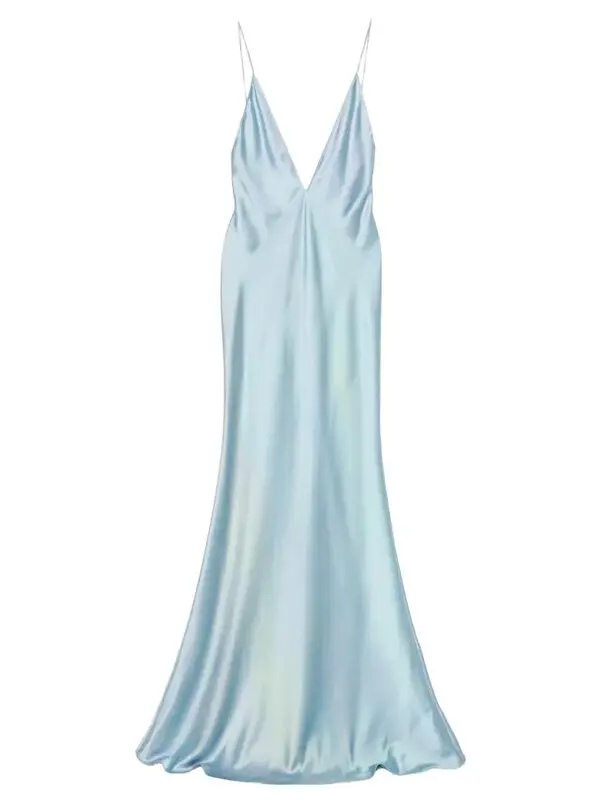 THE NEW ARRIVALS ILKYAZ OZEL Claudie Feather Maxi Dress - Blue