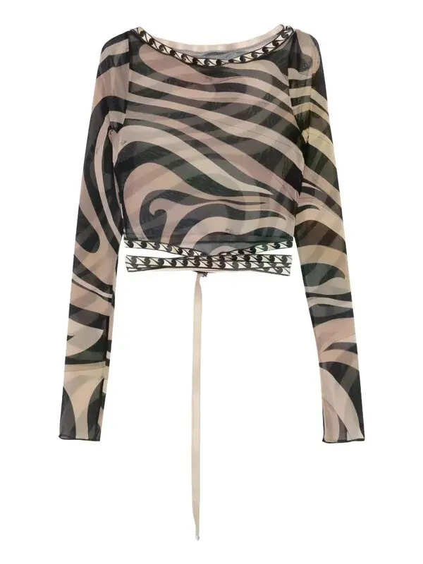Emilio Pucci Marmo-print Long-sleeved Top - Black