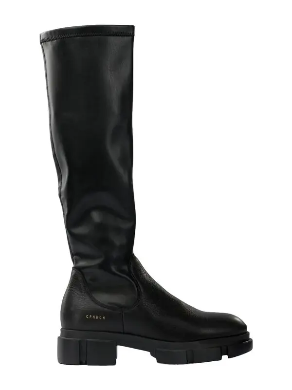 COPENHAGEN  Leather Platform Boots - Black
