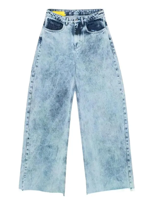 MARQUES' ALMEIDA Frayed Acid Wash Straight Leg Jeans - Blue