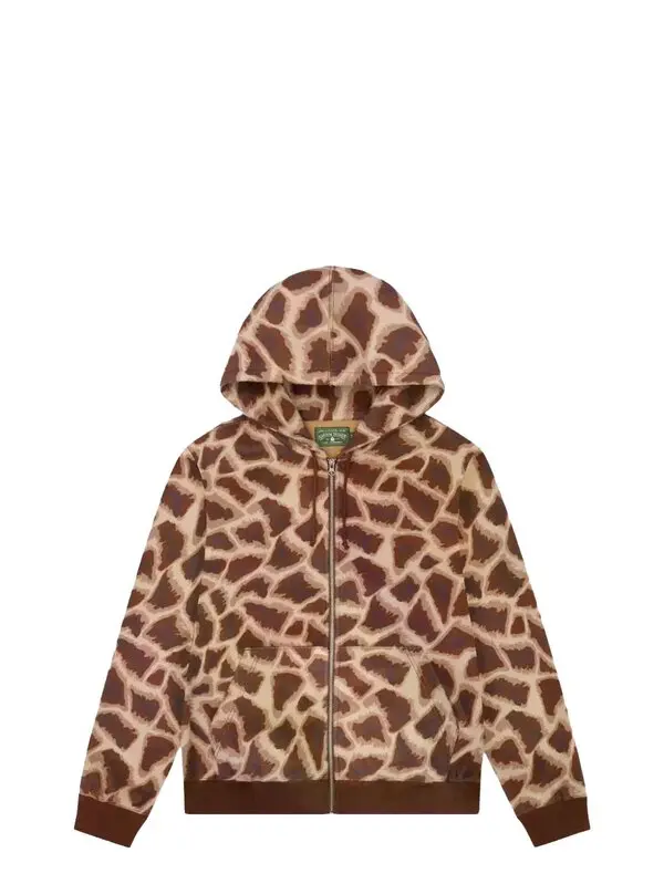 DENIM TEARS Giraffe-print Zip Hoodie - Brown