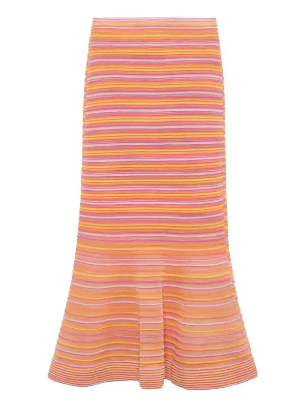 Simkhai Striped Midi Skirt - Orange